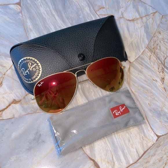 Ray-Ban | Accessories | Ray Ban Large Aviator Sunglasses Orange Glasses ...